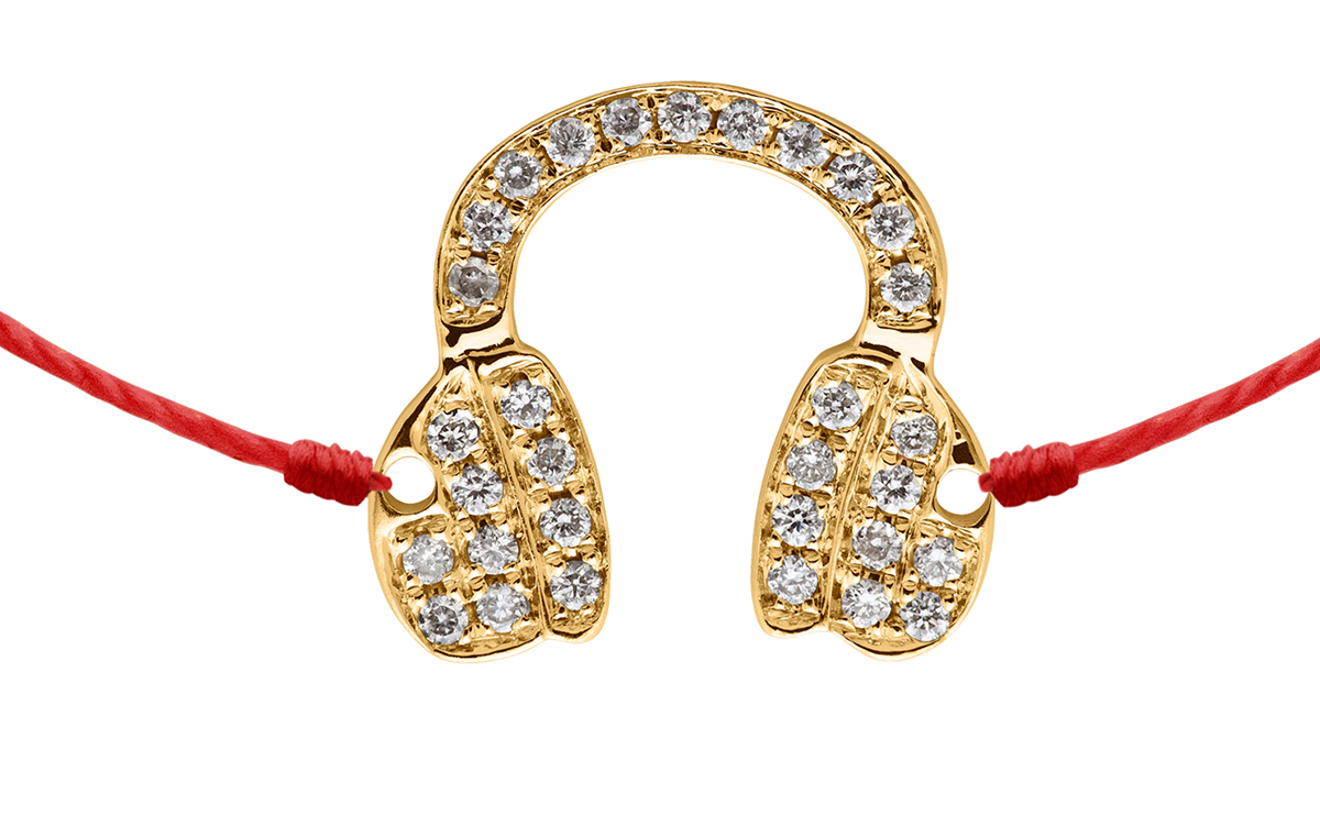 Redline Bijoux Mr Dj Pavé Bracelet Fil Or Jaune Diamant - Redline