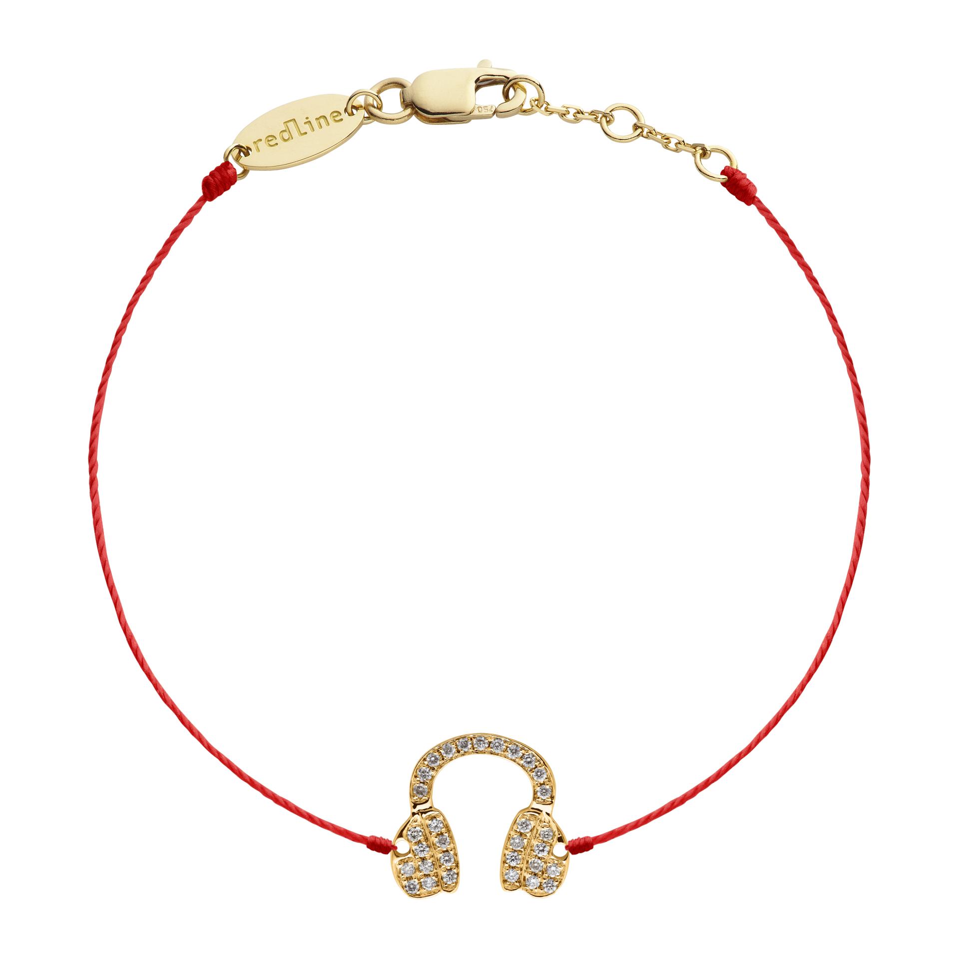 Redline Bijoux Mr Dj Pavé Bracelet Fil Or Jaune Diamant - Redline