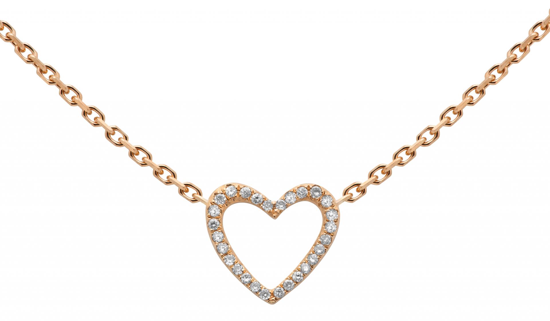 Redline Bijoux Love Pavé Chaine Collier Or Rose Diamant - Redline
