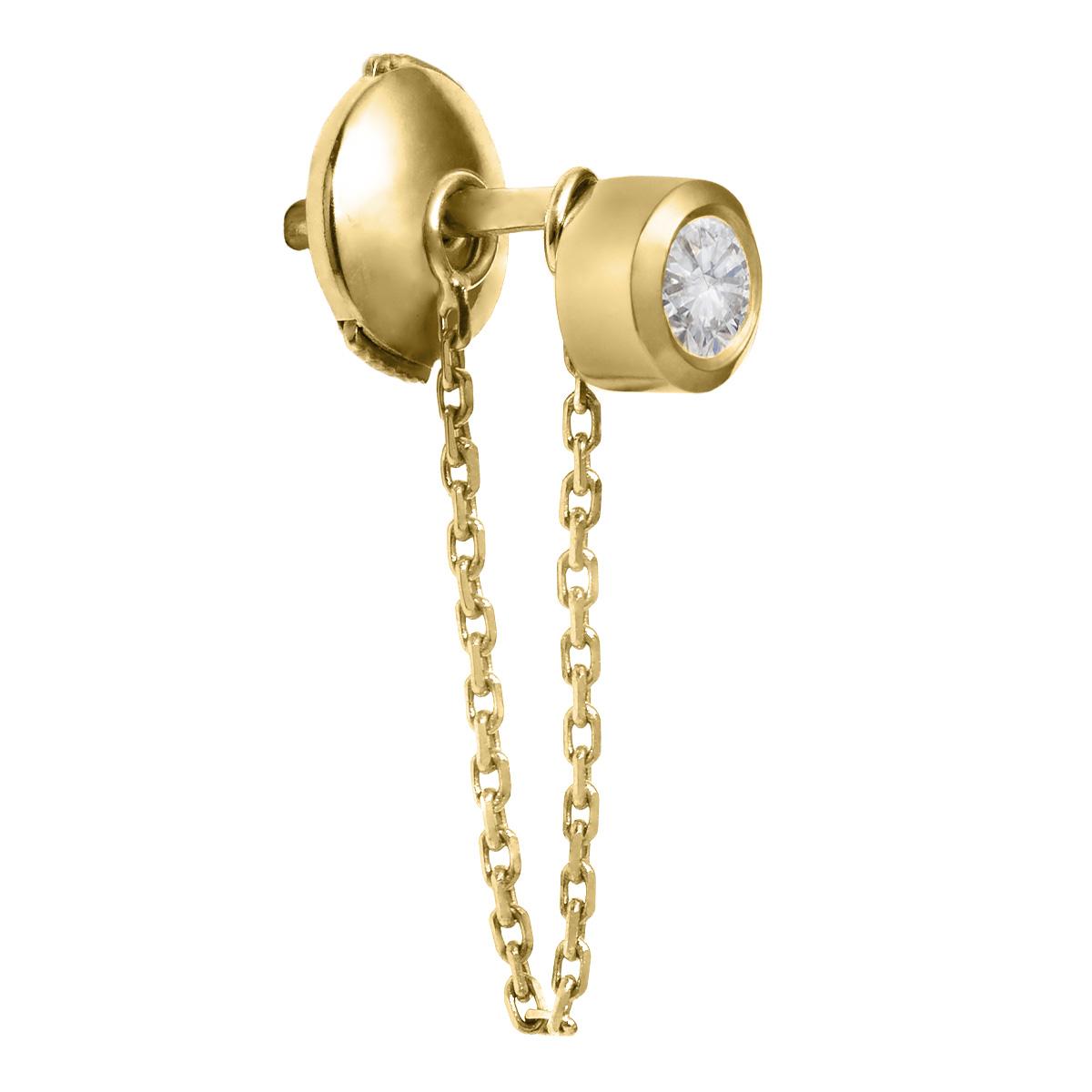 RedLine Bijoux - Boucle d’oreille en or jaune avec diamant Pure et ...