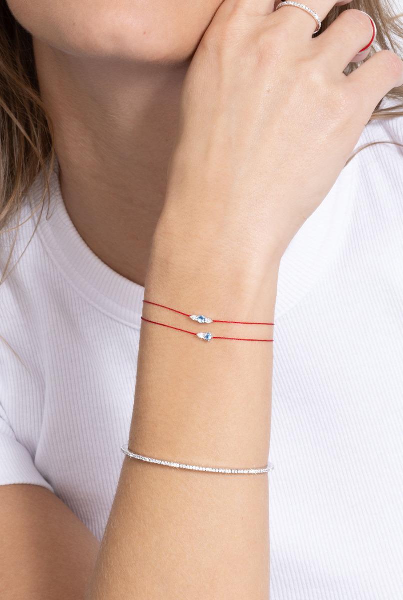 Bracelet Redline en or blanc avec une topaze et un diamant poire sur ...